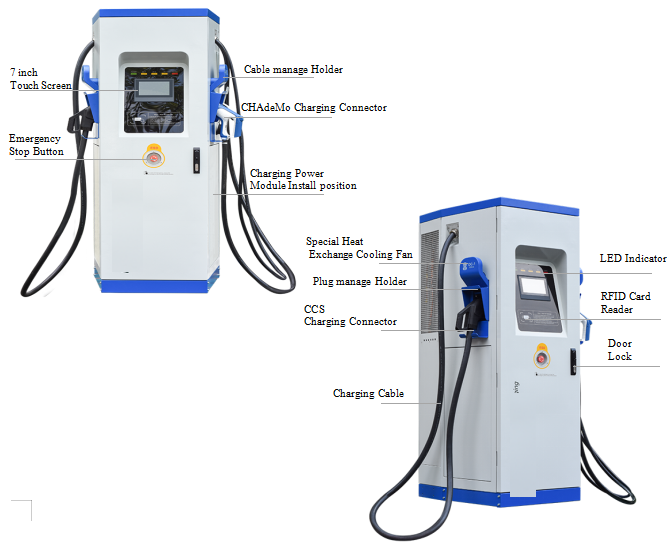 60KW - 160KW electric car dc quick charging stations combo ccs1 550v ...